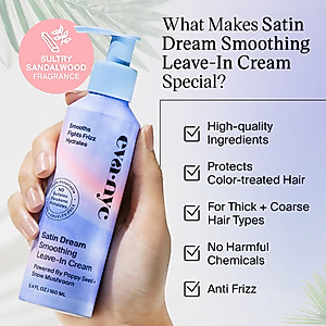 Eva NYC Satin Dream Smoothing Leave-In Cream for Thick Hair, Daily Softening Conditioner, GMO-Free Anti-Frizz, 5.4 fl oz