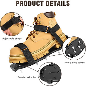 FIETODK Gunite Spiked Shoes, Fully Assembled Epoxy Shoes with 3/4" Short Spikes Perfect for Epoxy Floor, Overlays, Cover Installation (Black)