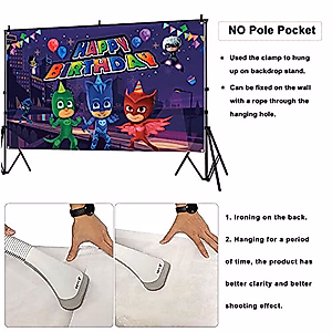 Bnuwue Cartoon Mask Superhero Party Backdrop 5x3ft Super City Hero High Way Happy Birthday Banner Mask Party Supplies Boys Photography Backdrop for Baby Shower, Photo Booth Props Blue