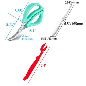 Endurance Kitchen shears Seafood Scissors for Shrimp crab lobster snow crab 6.1 Inch Stainless Steel