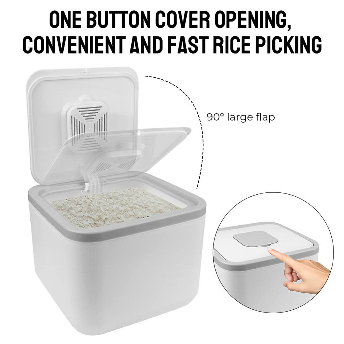 rice container, flour container, pet food container, kitchen one-touch open lid sealed rice bucket, household containers for food, cat food dog food storage bucket for cereals, rice, dog food (10KG)