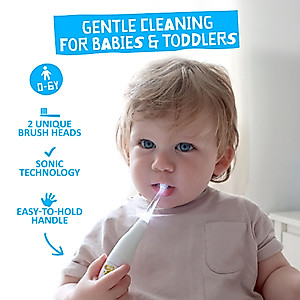 Jack N' Jill Tickle Tooth Sonic Electric Toothbrush with Replacement Head - Gentle Cleaning, Made for Tiny Teeth, LED Inspection Light, for Babies & Kids, Extra Soft Bristles - (1 Pack)