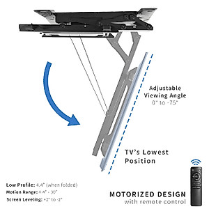 VIVO Electric TV Ceiling Mount for 40 to 85 inch Screens, Large Flip-Down Motorized Pitched Roof VESA Mount, Master Pack, Black, MOUNT-E-FD85