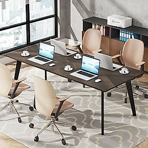 Tribesigns 6FT Conference Table, 70.2”W X 30.9”D Rectangular Meeting Room Table Seminar Table, Large Computer Desk for Home Office (Walnut)