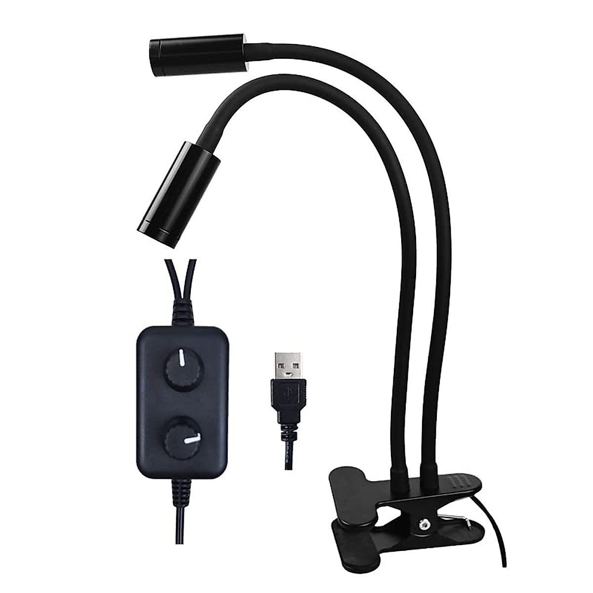 USB Microscope Dual Gooseneck Spot Light, Microscope Light Source Illuminator Lamp Spotlight with Clamp Flexible Clip LED Light Stereo Microscope HDMI Digital Camera Repair Soldering (Warm White)