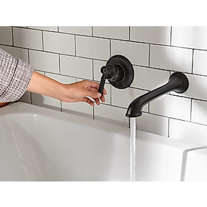 Moen WT681BL Dartmoor Single Handle Wall Mount Filler High Flow Tub Faucet with 10" Spout Reach, Matte Black