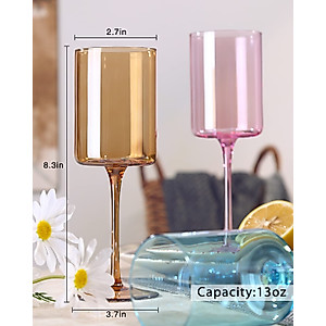 comfit Colored Wine Glass Set of 6-13 oz Made Hand Blown Crystal square wine glass, Dishwasher-Safe Crystal Red Wine Glass Gift Set for men or women Wedding, Anniversary, Christmas