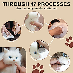 Chongker Stuffed Animals Handmade Cat Plush, Realistic Companion Pet, Lifelike White Cat