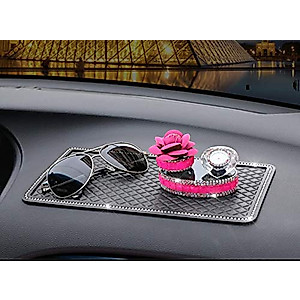 MLOVESIE Glitter Bling Crystal Anti-Slip Phone Hold Dashboard Sticky Pad Non-Slip Mat (Black)