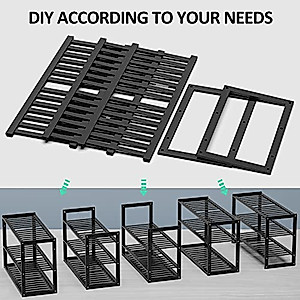 Jripae Bamboo Shoe Rack for Entryway, 3-Tier Stackable Dampproof Black Shoe Racks for Closet Closet Hallway Waterproof Shoe Organizer (Bamboo)