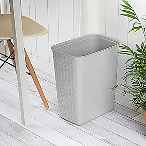 Sterilite 10386A06 Weave 5.8 Gallon Plastic Home Office Bedroom Bathroom Waste Bin Basket Trash Garbage Can, Cement Gray (18 Pack)