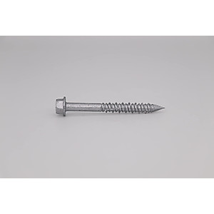 HLAFIX Fastener SS410 1000hrs Anti-Rust Silver Ruspert Coating Concrete Screw 1/4”x2-3/4”, Hex Washer Head, Diamond Point, 12pcs in Blister Package