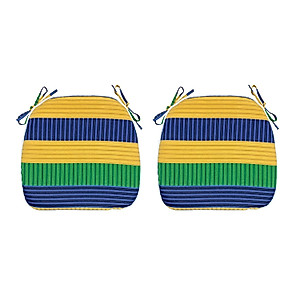 FBTS Prime Outdoor Seat Cushions Set of 2 Patio Chair Cushions with Ties 16x17 Inch Green Stripe U-Shape Chair Pads for Outdoor Patio Furniture Garden Home Office