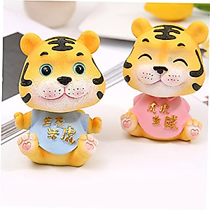 Abaodam 1pc Tiger Bobble Head Doll Chinese Gifts Bobbleheads Office Desk Decorations Bobblehead Animal Ornament Mascot Animal Figurine Cute Figure Model Souvenir Gift Tiger Car Ornaments