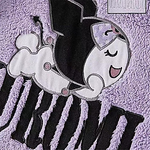 Akedimo Kawaii Anime Kuromi Winter Plush Thick Flannel Pajamas Soft Warm Comfortable Robe (Large)