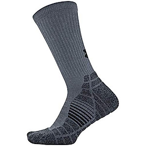 Under Armour Adult Elevated Performance Crew Socks, 3-Pairs , Pitch Gray 1 Assorted , Large