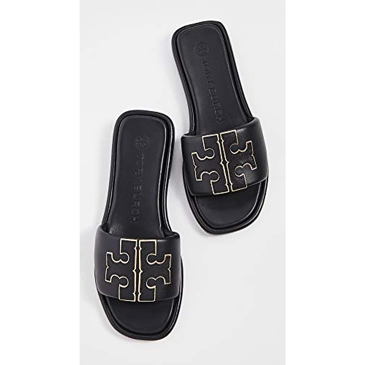 Tory Burch Women's Double T Sport Slides, Perfect Black/Gold, 11 Medium US