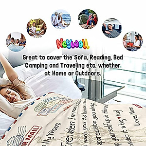 Neywoll Personalized Blanket for Mom from Daughter or Son, to My Mom Love Letter Air Mail Blankets, Soft Couch Bed Fleece World Landmarks Blanket 40x50 Inches