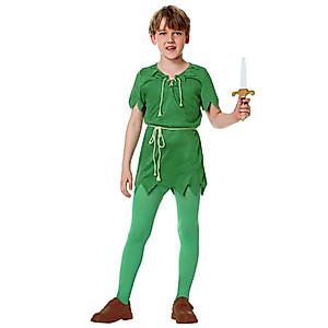 Remimi Boy Peter Pan Dress Girls Halloween Tunic Green Peter Clothing 11-12 Years