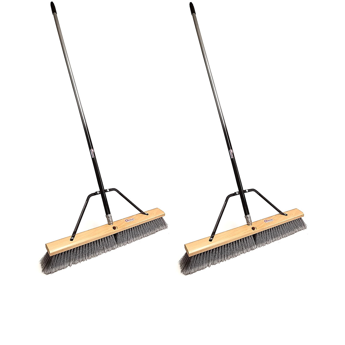 American Select Tubing Pbma24004-2 Heavy Duty 24" Multi-Surface Push Broom with Silver/Black Handle (2 Pack)