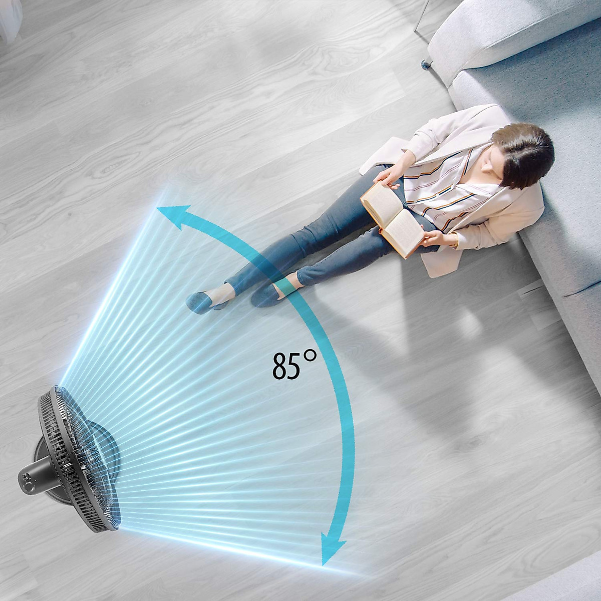 PELONIS PFS40A2ABB 16'' 3-Speed Pedestal, Standing Fan for Home and Office, 85° Oscillation and Adjustable in Height, Black, 16 Inch