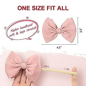 YanJie 4.5'' Bow Baby Girls Nylon Headbands Newborn Tied Bows Handmade Hair Bows Hairbands Hair Accessories for Newborn Infant Toddlers Kids 10 Pcs