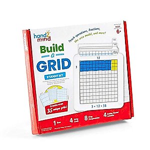 hand2mind Build-A-Grid, Dry Erase Multiplication, 3rd Grade Math, Multiplication Manipulatives, Fraction Manipulatives, Multiplication Game, Montessori Math, Homeschool Supplies (Set of 1)