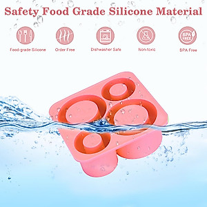 Sayrrame Ice Cube Tray for Stanley Cup, Silicone Ice Mold with Lid for 40oz 30oz 20oz 14oz Tumbler, 4 Pcs Hollow Cylinder Ice Maker for Chilling Cocktails, Whiskey, Drinks Coffee (Pink)