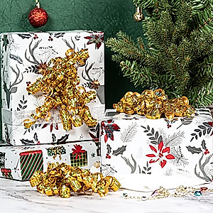 WRAPAHOLIC 12-Count Holographic Gold Self-Adhesive Curly Bows Gift Wrap Accessory - Perfect for Christmas, Birthday, Holiday, Party Favors Decorations