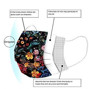 HEALT 50PC Flower Disposable Face_Masks with Designs for Spring Summer, 3-Ply Floral Facemasks with Nose Wire for Women Men (Style-19) Multicolor