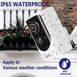1080P Battery Home Security Camera System, Wire-Free Outdoor Security Camera System, Security Camera Outdoor Wireless WiFi, IP65 Waterproof, HD Night Vision，2-Way Audio(for iOS and Android) (White)