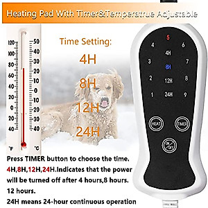 KONBACK Pet Heating Pad with Timer,Temperature Adjustable Electric Cat Dog Heating Pad Indoor Pet Heating Pads for Cats Dogs with Chew Resistant Cord, Pet Heated Bed Mat (Large, Grey)