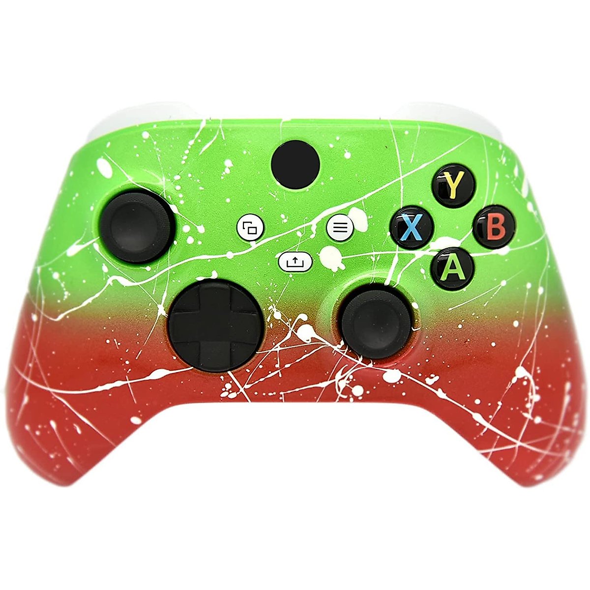 Hand Airbrushed Fade Custom Controller Compatible with Xbox Series X/S & Xbox One (Series X/S Green & Red White Drip)