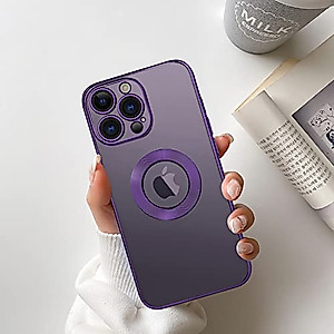 OOK Compatible iPhone 14 Pro Max Case with Camera Lens Cover Design Anti-Scratch Shockproof Protective Wireless Charging Slim iPhone 14 Pro Max Clear Case for Women Men - Purple