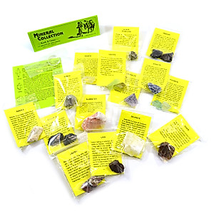 hBARSCI Premium Mineral Collection with 15 Identified Specimens and 4.5X Hand Lens