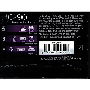 Radio Shack HC-90 High Clarity Blank Audio Cassette Tapes (High Bias, Type II, 90 Mins)