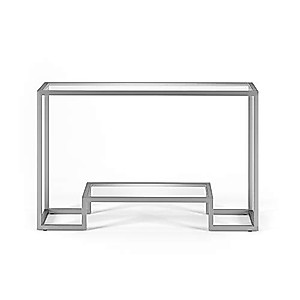 Henn&Hart 47.75" Wide Rectangular Console Table in Satin Nickel, Entryway Table, Accent Table for Living Room, Hallway