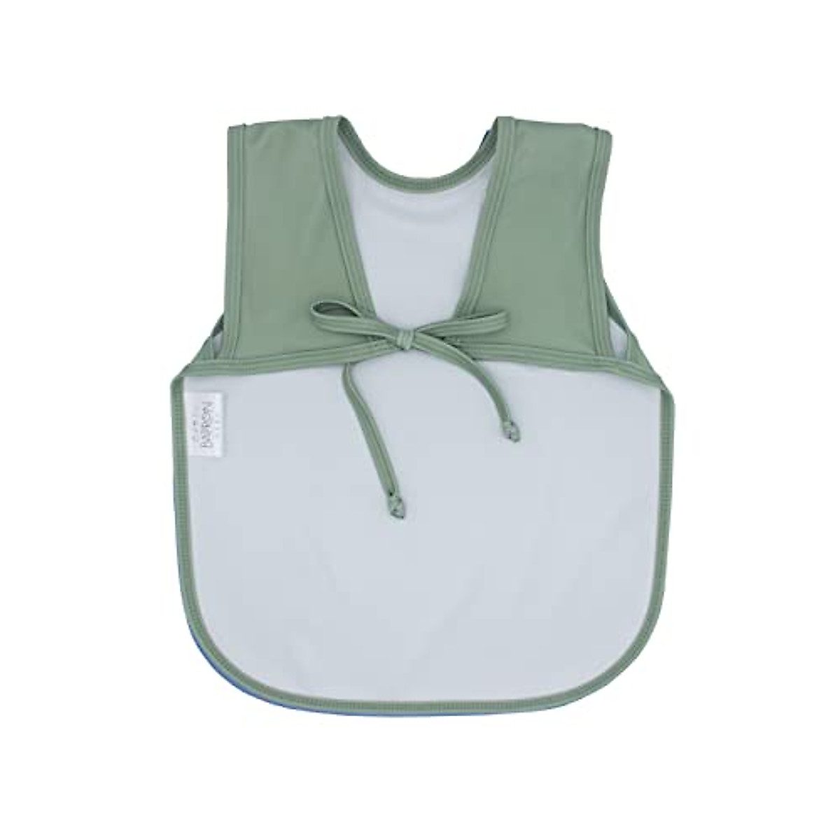 BapronBaby Minimalist Sage Bapron - No Neck Tie Safer Bib for Baby & Toddler - Soft Waterproof Stain Resistant - Machine Washable - Sz Baby/Toddler 6m-3T