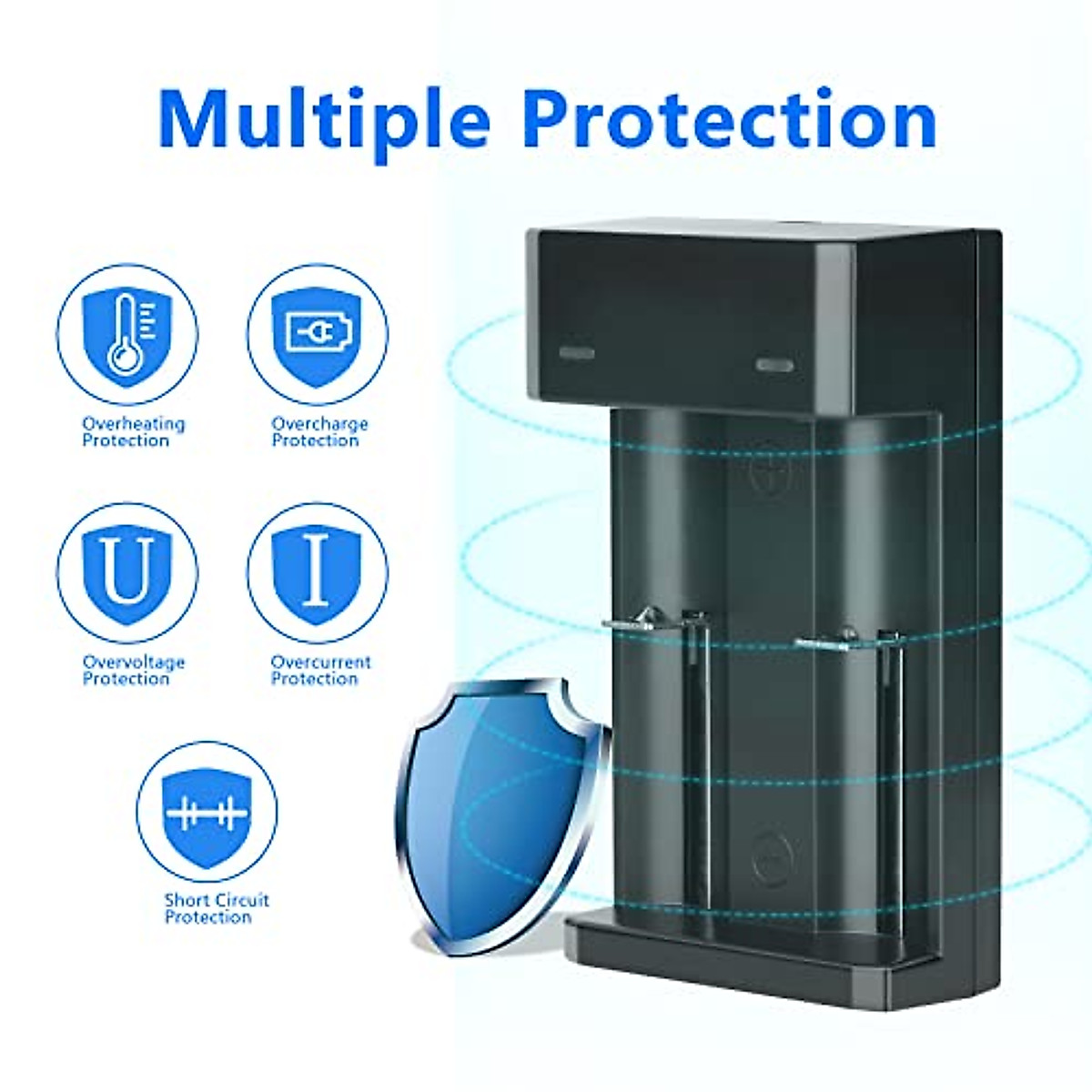 REACELL 18650 Lithium Battery Charger, Univerisal Lithium Charger for 3.7V 18350 26650 22650 21700 16340 14500 36650 Lithium Battery