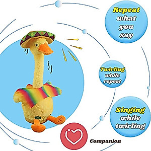 tapolexng Baby Musical Duck Toy Dancing Singing Imitating Duck Toy for Girl and Boy Repeating What You Say Toddlers Infant Music Funny Clothes Dance Duck Toys for Babies
