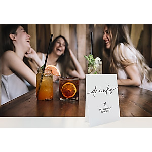 Drinks Please Help Youself Sign(8 x 11 Inch Table Sign with Holder), Minimalist Wedding Decoration Sign, Bridal Shower Baby Shower Favors for Guests-BSLP04