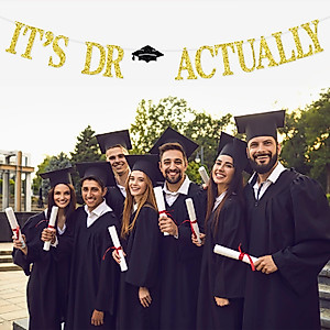 RLXPT It's Dr Actually Banner, Congrats Doctorate Degree Hanging Decorations, Congrats PHD JD MD Grad, Glittery Class of 2024 Senior Graduation Party Decorations Supplies