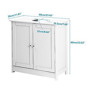 FCH Pedestal Sink, Storage Cabinets with Two Doors and Adjustable Shelves Under Sink Organizer Bathroom Vanity Storage White