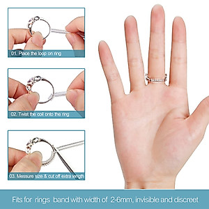 Ring Size Adjuster for Loose Rings, 12 Pack 4 Sizes Any Sizer, Invisible Guards Women and Men, Resizer, Spiral Silicone Tightener Set with Polishing Cloth by Ottemax