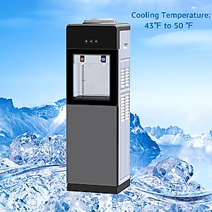 Top Loading Water Cooler Water Dispenser - Stainless Steel Hot & Cold Water Cooler Dispenser, Compressor Cooling, 3 & 5 Gallon Water Dispenser for Home Office School Kitchen, Gray