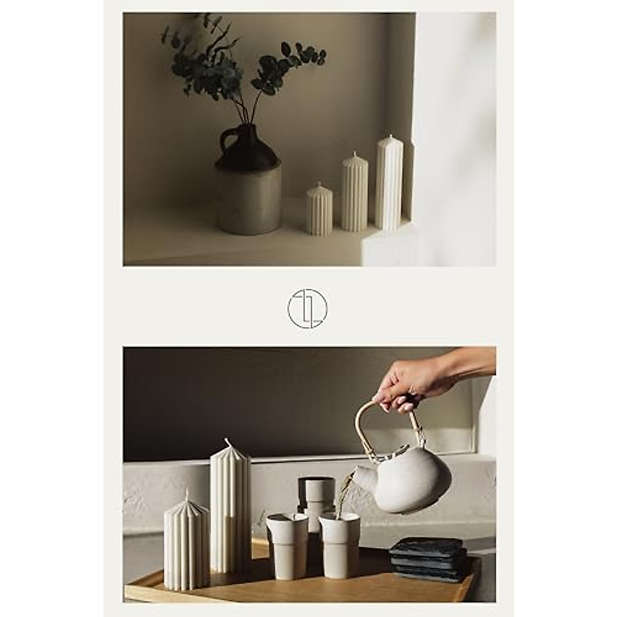 LAWA Ribbed Peak Pillar Candle - Large Beautiful Handmade Pillar Scented Soy Wax Candle Elegant Bubble Aesthetic Candle Housewarming Gift Home Room Shelf Decor Idea White (Small)