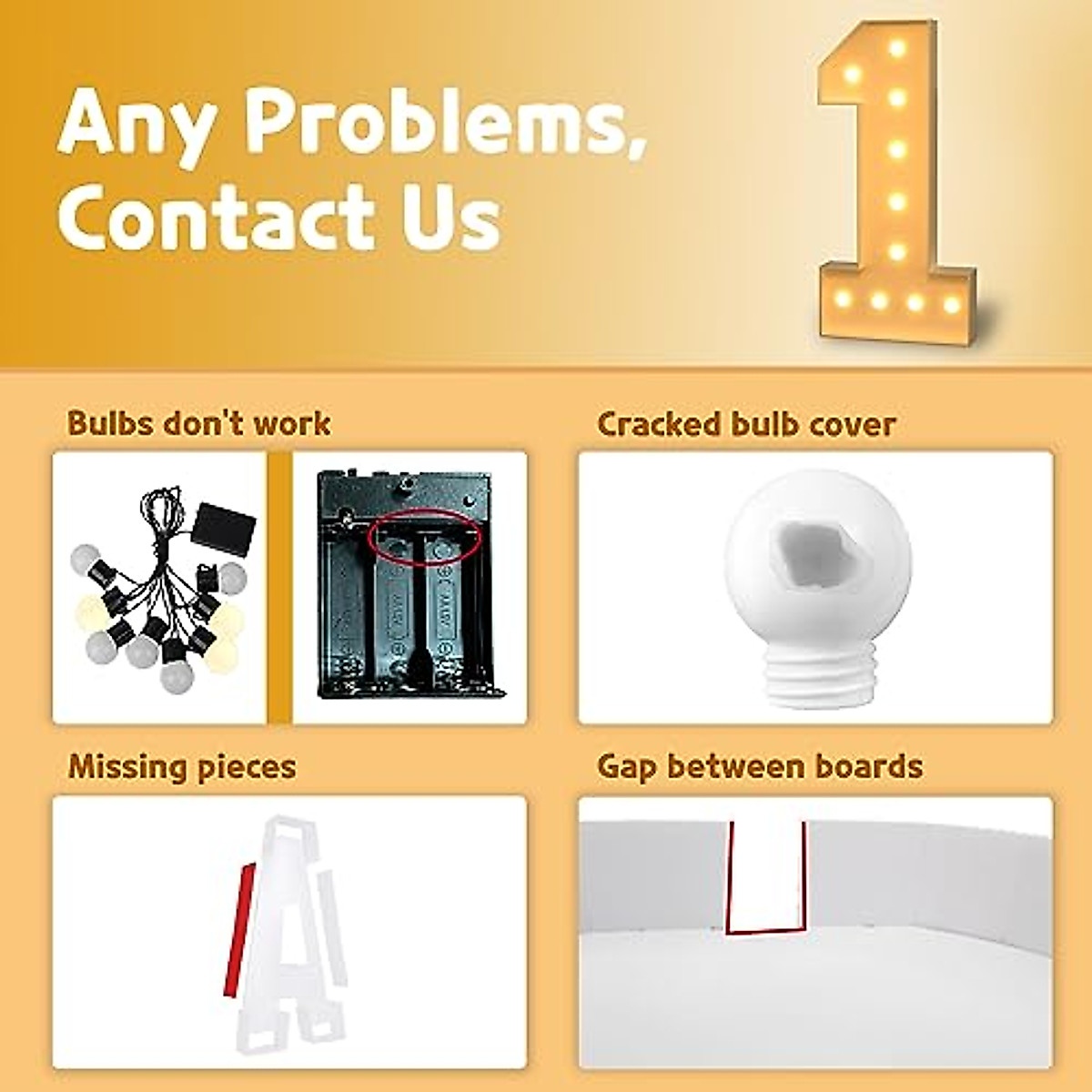 imprsv 4FT Marquee Numbers, Marquee Light Up Numbers for 1st 21st Birthday Decorations, Marquee Light up Letters Anniversary Party Decor, Mosaic Numbers for Balloons Number 1, Pre-Cut Foam Board Kit