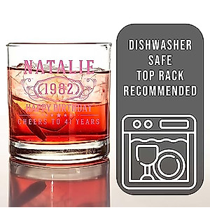 Personalized Printed 11oz Whiskey Glass – Customized Gifts for Men Him, Custom Name Cocktail Cup, Happy 40th Birthday Gift Idea for Dad Father Brother Adult Son, Turning Years Old Bday Party, Bernard