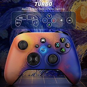 Dinosoo Wireless Controller for Android Windows PC Steam Games, Dual Vibration TURBO Macro Function Hall Trigger 3.5mm Headphone Jack - Oil Painting (Can't Connect to Xbox for Now)