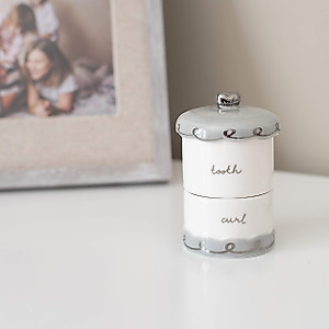 DEMDACO Baby Tooth and Curl Metallic Blue 3.5 x 2.5 Glossy Ceramic Keepsake Box